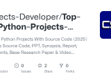 Github Projects Developer Top 20 Python Projects With Source Code