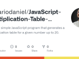 Github Usuariodaniel Javascript Multiplication Table Generator This