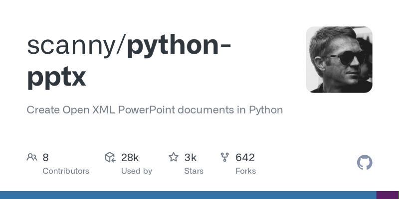 GitHub - scanny/python-pptx: Create Open XML PowerPoint documents in Python