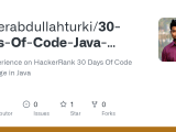Github Coderabdullahturki 30 Days Of Code Java Solution My