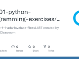 Github Den01 Python Programming Exercises Exercise 1 1 Ada Lovelace