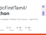 Github Logicfirsttamil Python All Code Snippets In Python Full