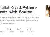 Github Samiullah Syed Python Projects With Source Code Solved And