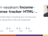 Github Tarun Vasakam Income Expense Tracker Html Css Javascript A