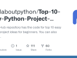 Github Itsallaboutpython Top 10 Easy Python Project Ideas For