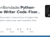 Github Navinbondade Python Code Writer Code Fixer Error Explainer And