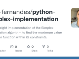 Github Filip Fernandes Python Simplex Implementation A Lightweight