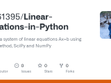 Github Mk61395 Linear Equations In Python Solving A System Of Linear