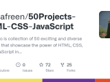 Github Tajulafreen 50projects Html Css Javascript This Repo Is