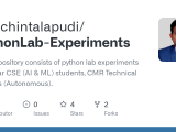 Github Sraochintalapudi Pythonlab Experiments This Repository