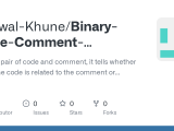 Github Prajwal Khune Binary Code Comment Classification Given A Pair