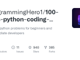 Github Programminghero1 100 Plus Python Coding Problems With