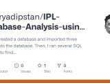 Github Souryadipstan Ipl Database Analysis Using Pyspark And Sqlite3