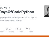 Github Gdbecker 100daysofcodepython Challenge Projects From Angela