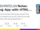 Github Dakshpatel04 Notes Taking App With Html Css And Javascript