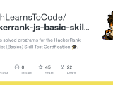 Github Anishlearnstocode Hackerrank Js Basic Skill Test Contains