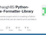 Github Wenhaogh85 Python Table Formatter Library A Fun Personal
