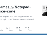 Github Thegameguy Notepad Source Code Notepad Is A Quick And Smart