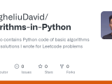 Github Fengheliudavid Algorithms In Python This Repo Contains Python