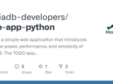 Github Mariadb Developers Todo App Python Todo Is A Simple Web