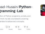 Github Ahmad Husain Python Programming Lab A Collection Of Python