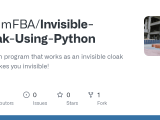 Github Fahimfba Invisible Cloak Using Python A Python Program That