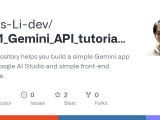 Github Louis Li Dev 0921 Gemini Api Tutorial 1 This Repository Helps