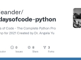 Github Rainleander 100daysofcode Python 100 Days Of Code The