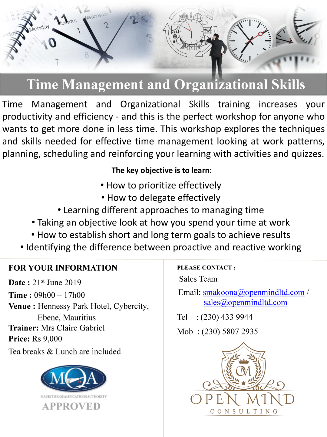 Time Management and Organizational Skills Workshop - Open Mind Consulting