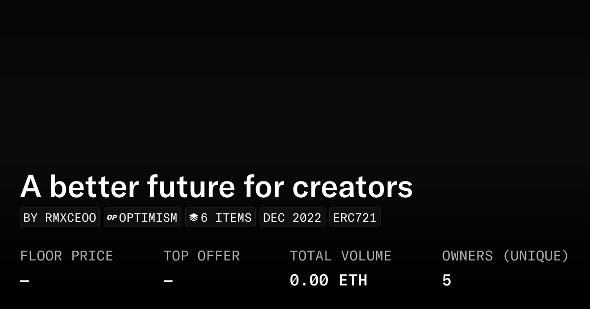 A Better Future For Creators Collection Opensea