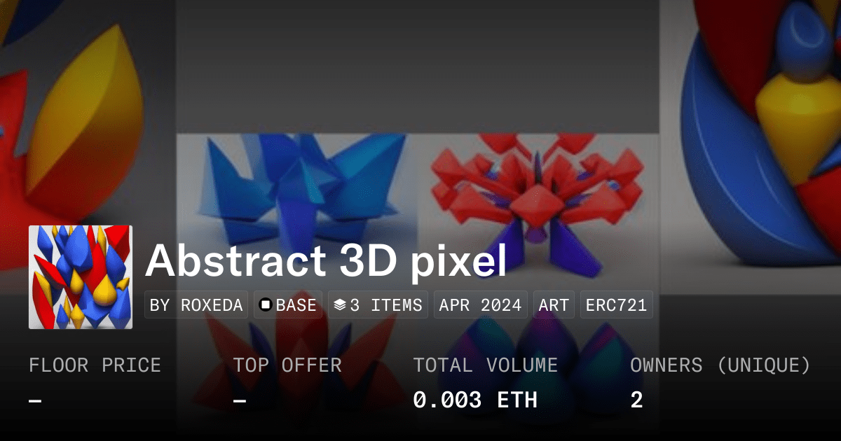 Abstract 3d Pixel Collection Opensea