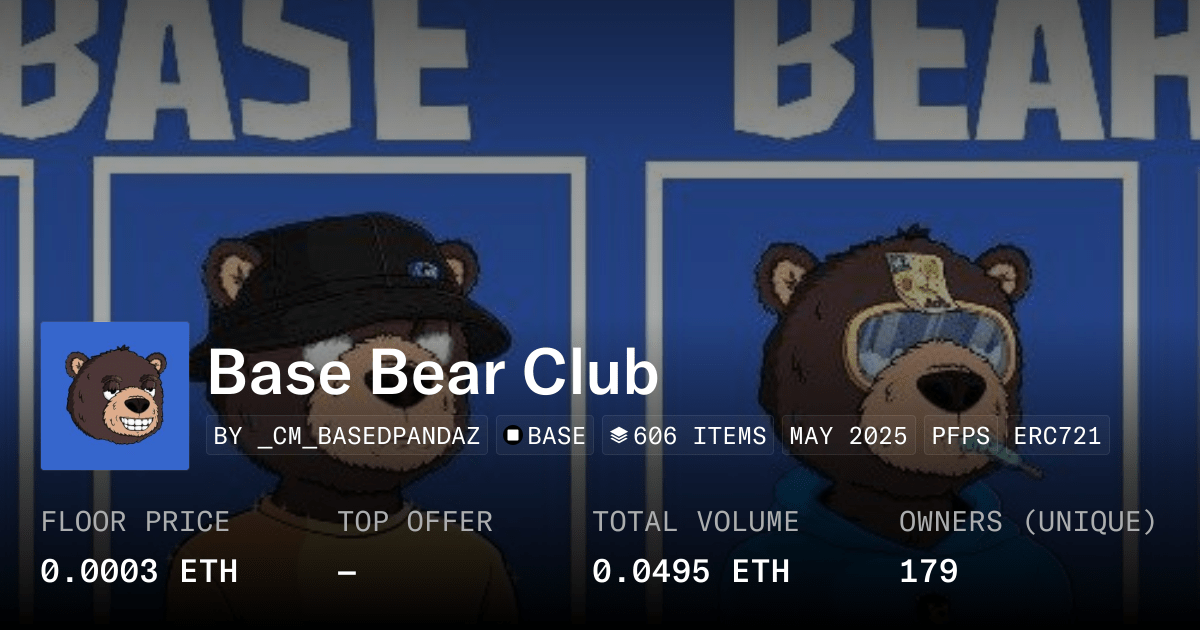 Base Bear Club 0 0003 Eth Collection Opensea