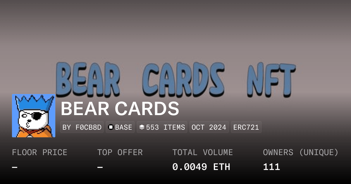 Bear Cards Collection Opensea