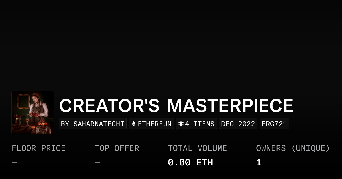 Creator S Masterpiece Collection Opensea