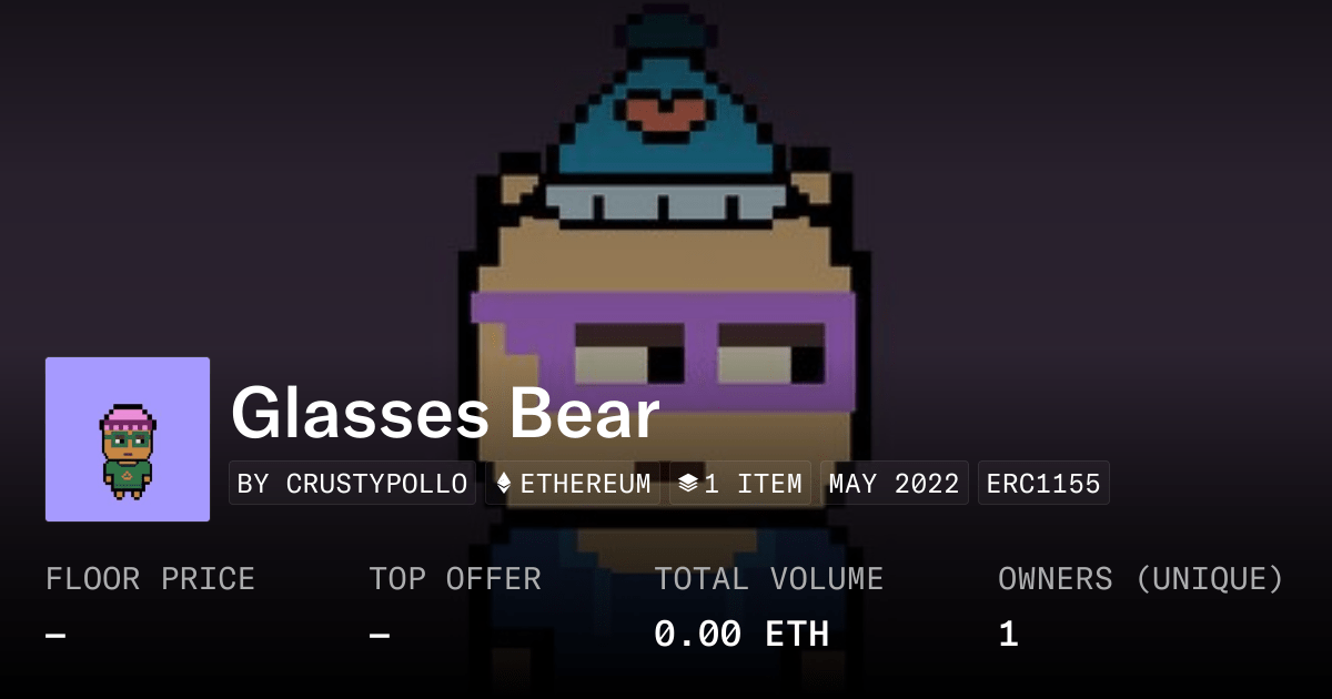 Glasses Bear Collection Opensea