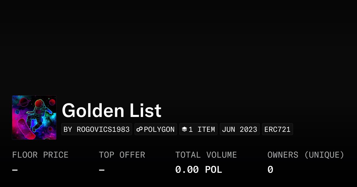 Golden List Collection Opensea