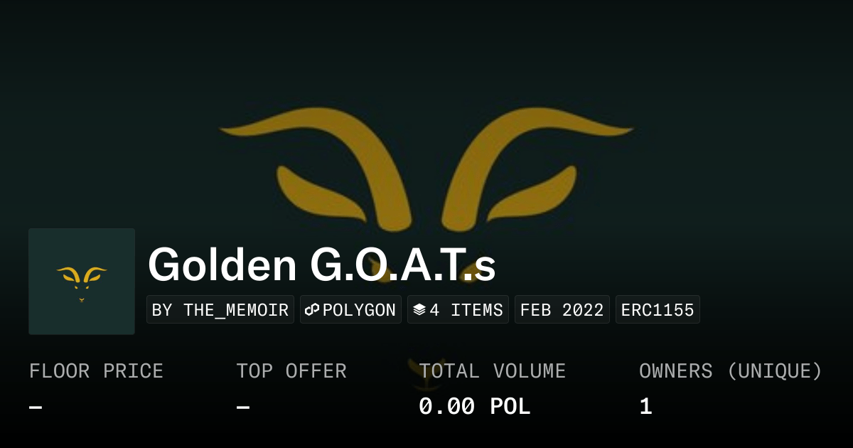Golden G O A T S Collection Opensea