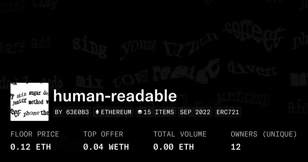 Human Readable Collection Opensea