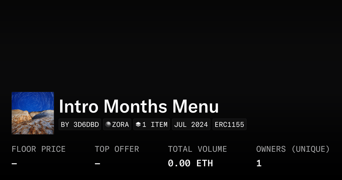 Intro Months Menu Collection Opensea