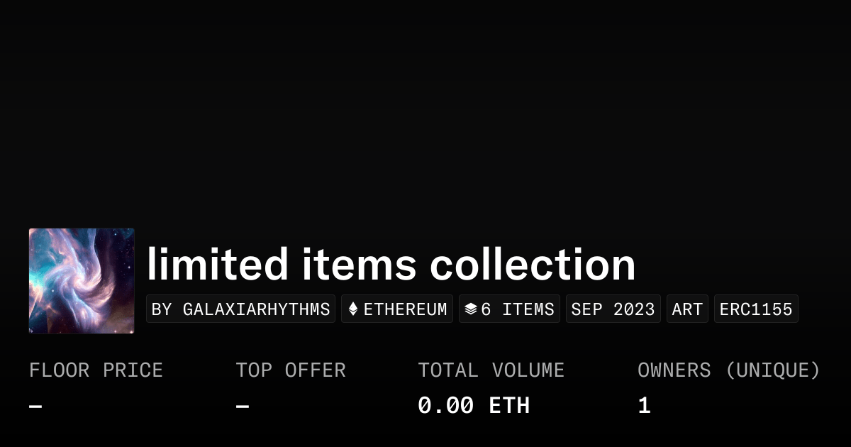 Limited Items Collection Collection Opensea