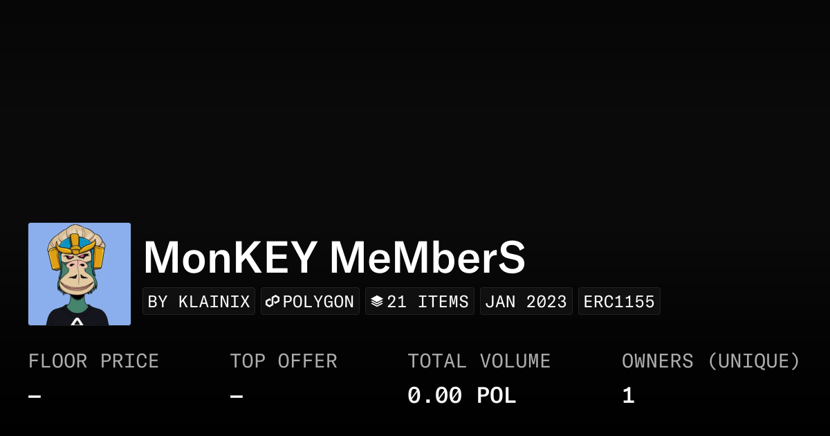 Monkey Members Collection Opensea