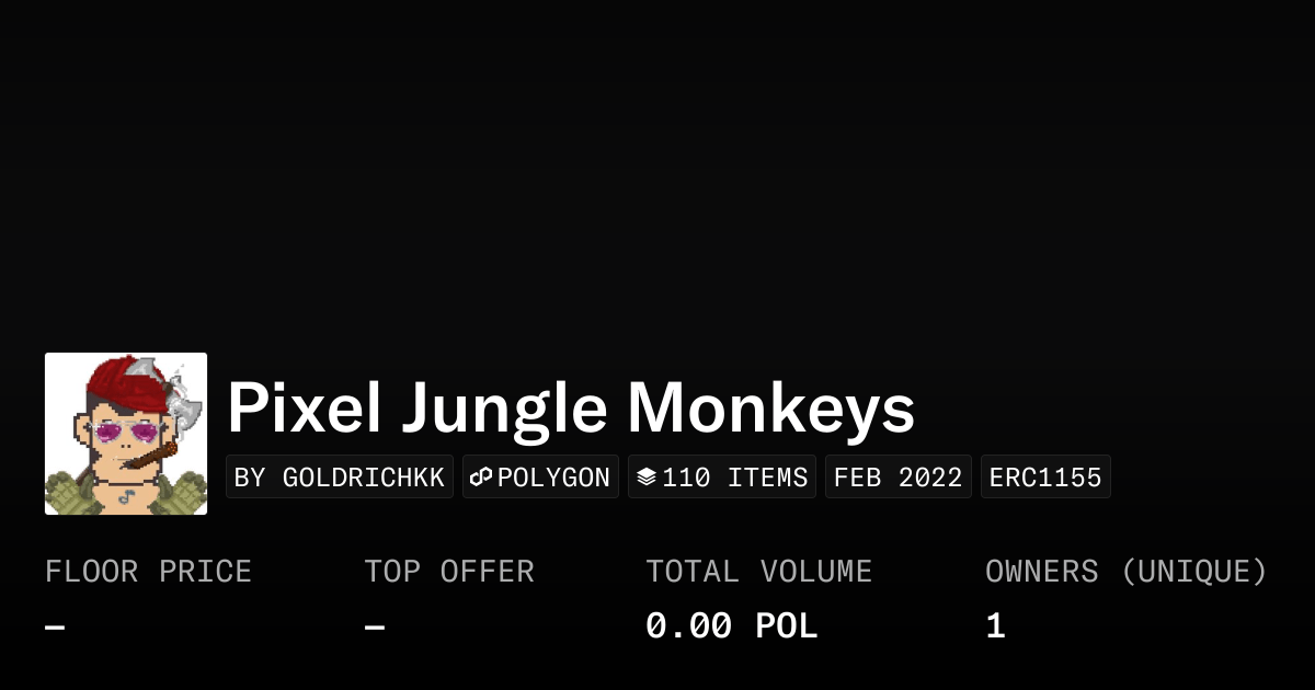 Pixel Jungle Monkeys Collection Opensea