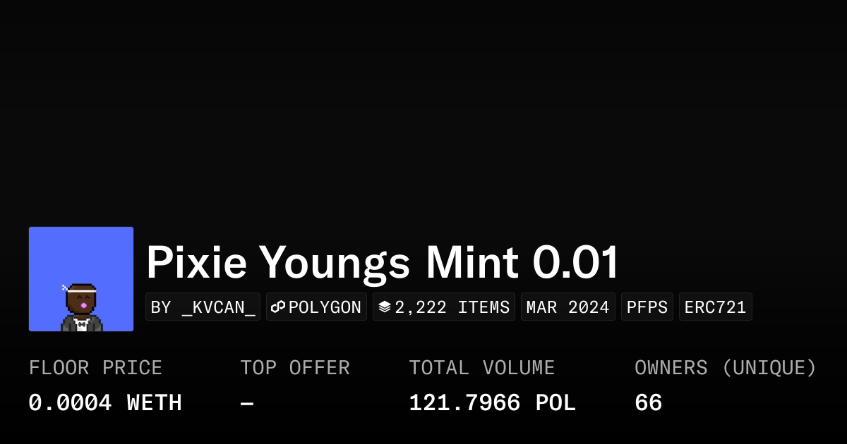 Pixie Youngs Mint 0 01 Collection Opensea