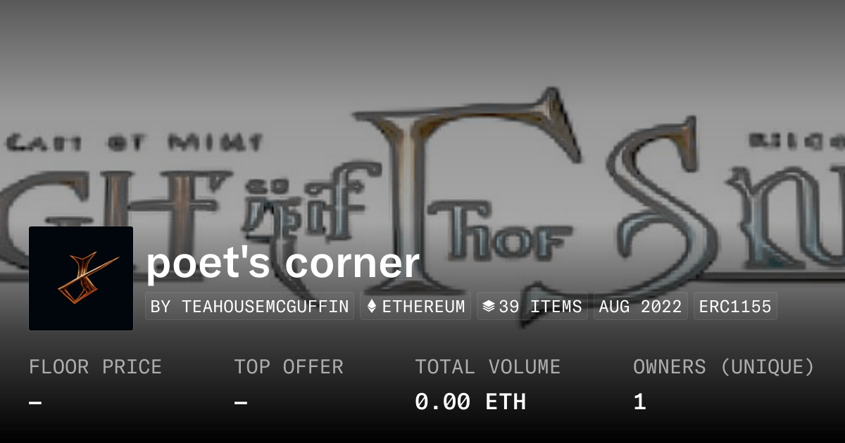 Poet S Corner Collection Opensea