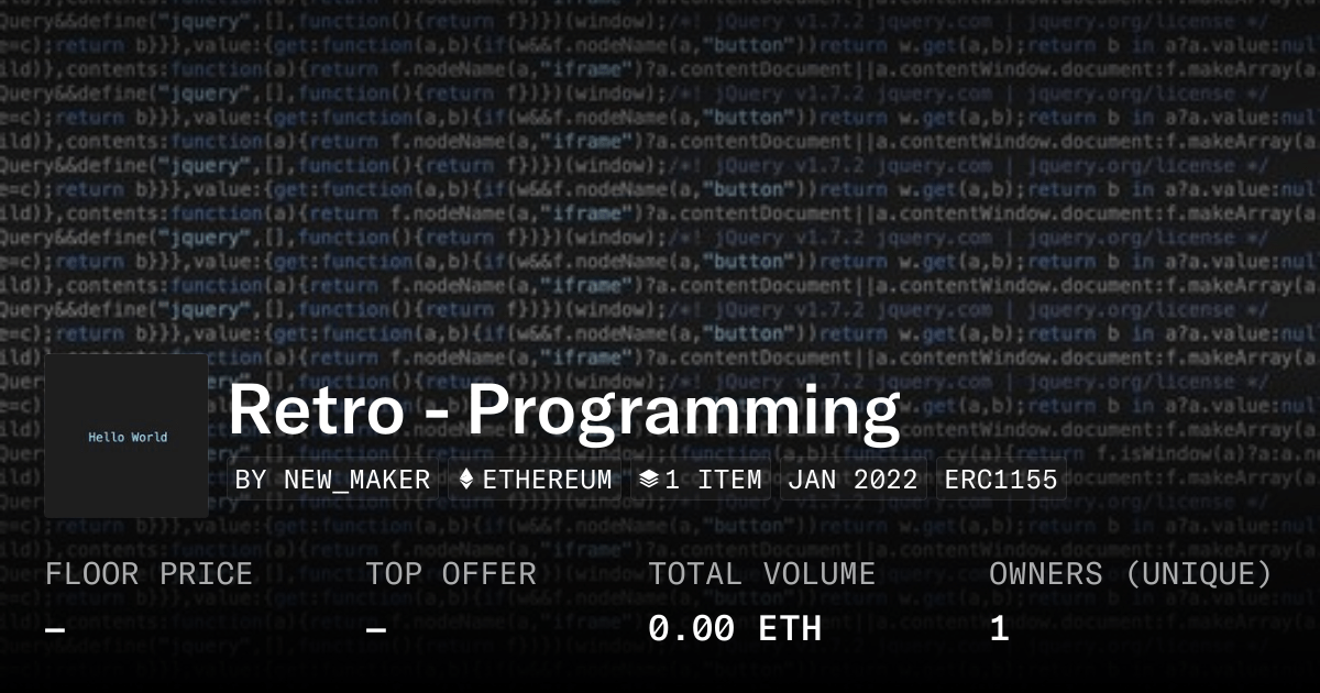Retro Programming Collection Opensea
