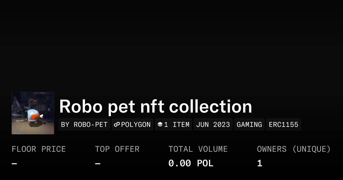 Robo Pet Nft Collection Collection Opensea