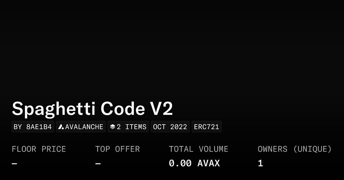 Spaghetti Code V2 Collection Opensea