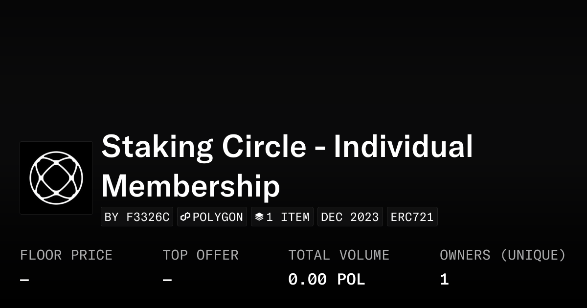 Staking Circle Individual Membership Collection Opensea