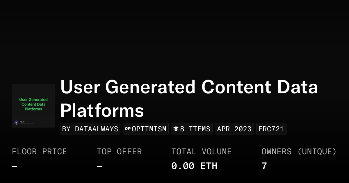 User Generated Content Data Platforms Collection Opensea