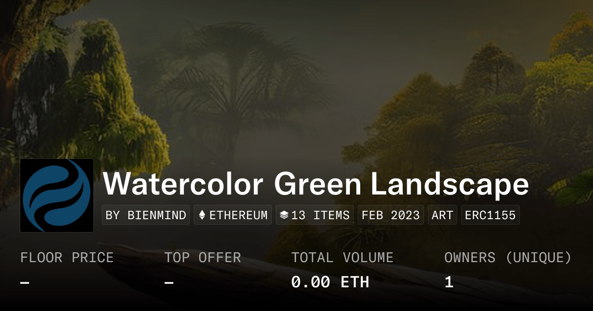 Watercolor Green Landscape Collection Opensea